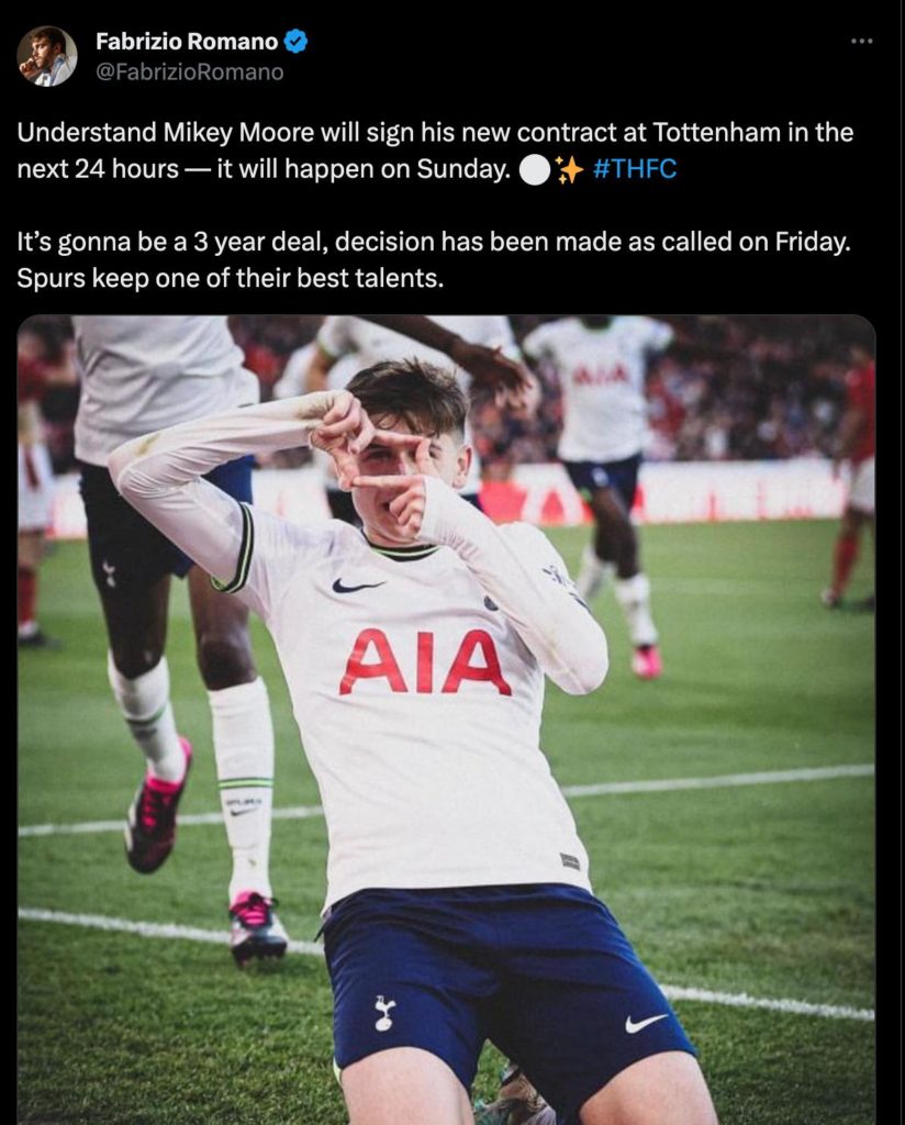 Tottenham keeping hold of Mikey Moore is a big step in the right direction